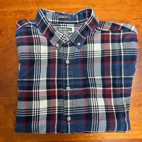Eddie Bauer | Shirts | Eddie Bauer Blue Plaid Flannel Shirt | Poshmark